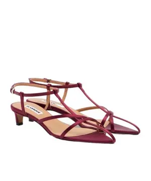JIL SANDER Cage Satin And Leather Sandals - Red