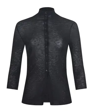 ALYSI Long Sleeve Fine-knit Top - Black