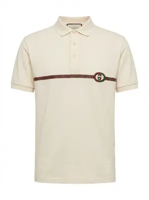 Gucci Gg Embroidered Polo Shirt - Blue