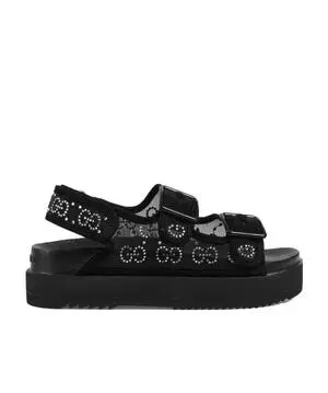 Gucci Crystal-embellished Monogram-pattern Sandals