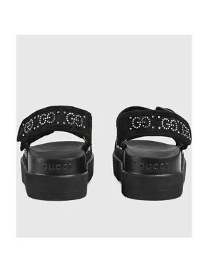 Gucci Crystal-embellished Monogram-pattern Sandals