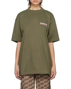 Balenciaga Large Fit Political Campaign T-shirt - Green