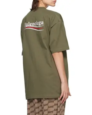Balenciaga Large Fit Political Campaign T-shirt - Green