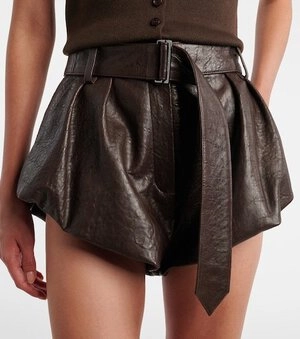 Magda Butrym Belted Leather Shorts