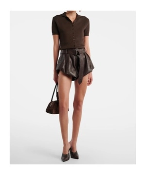Magda Butrym Belted Leather Shorts