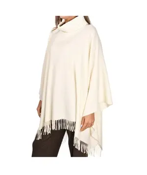 GRAN SASSO Fringed Roll-neck Poncho