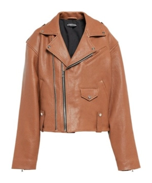 David Koma Oversized Leather Jacket - Brown