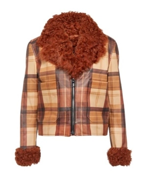 Dodo Bar Or Ruben Checked Shearling-trimmed Leather Jacket - Brown