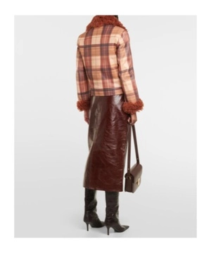 Dodo Bar Or Ruben Checked Shearling-trimmed Leather Jacket