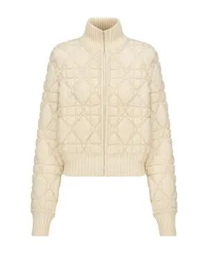 Dior Macrocannage Zipped Cardigan - White