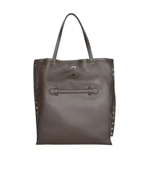 ZANELLATO Medium A'spasso Stud-embellished Leather Tote Bag - Gray