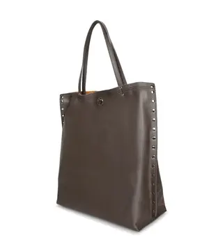 ZANELLATO Medium A'spasso Stud-embellished Leather Tote Bag - Gray