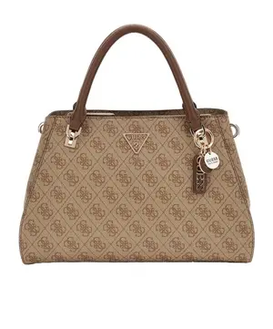 Guess Monogram Charm Tote Bag - Brown Multicolor