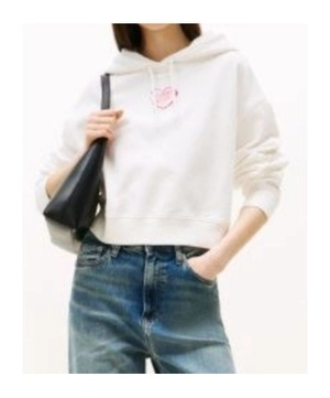 Tommy Hilfiger Relaxed Cropped Graphic Hoody With Drawstring Neck