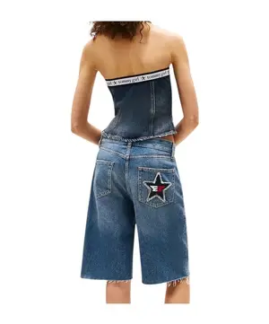 Tommy Hilfiger Strapless Denim Tube Top Vest With Logo Band