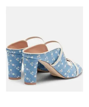 MALONE SOULIERS Norah 70 Embroidered Denim Mules - Blue