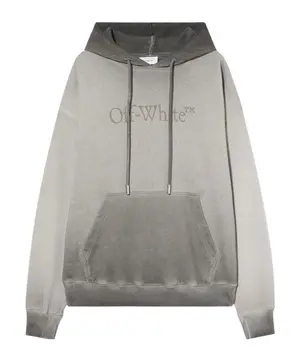 Off-White Long Sleeve Hooded Sweatshirt - Grey