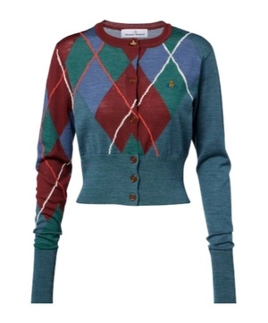 VIVIENNE WESTWOOD Argyle Wool And Cotton Cardigan - Blue