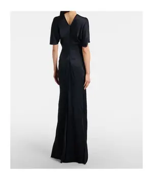 Victoria Beckham Gathered Satin Gown - Blue