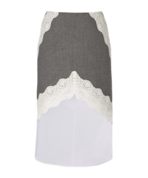 JIL SANDER Lace-trimmed Wool Midi Skirt - White