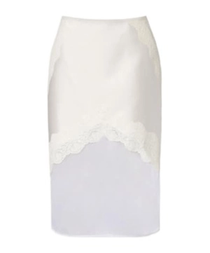 JIL SANDER Lace-trimmed Satin Midi Skirt - White