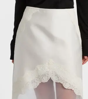 JIL SANDER Lace-trimmed Satin Midi Skirt