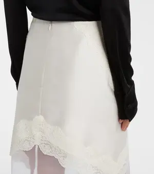 JIL SANDER Lace-trimmed Satin Midi Skirt