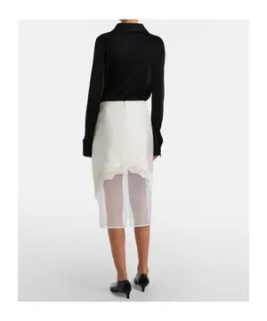 JIL SANDER Lace-trimmed Satin Midi Skirt
