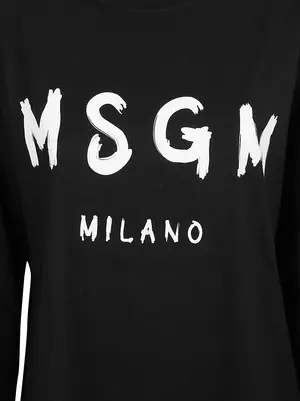 MSGM Logo Printed Long-sleeved T-shirt