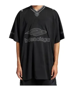Balenciaga 3b Football V-neck T-shirt Oversized - Black/anthracite
