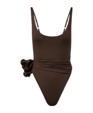 Magda Butrym Floral-appliqué Draped Swimsuit