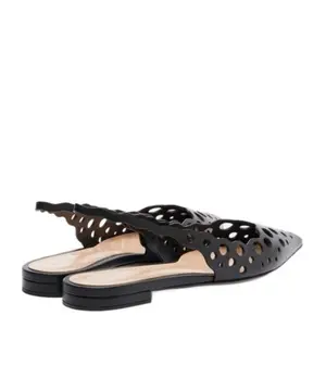 GIANVITO ROSSI Cutout Leather Slingback Flats