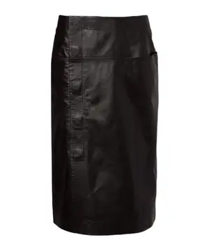 LEMAIRE Leather Midi Skirt - Black