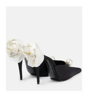 Magda Butrym Appliqué Embellished Satin Mules