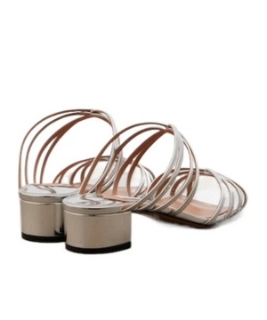 AQUAZZURA Mirrored Leather Mules