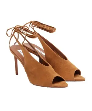 AQUAZZURA Suede Peep-toe Slingback Pumps - Brown