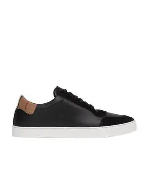 Burberry Vintage Check Leather And Suede Low-top Sneakers - Black