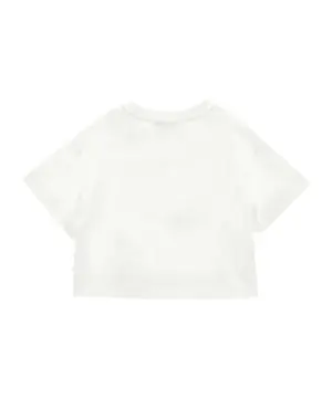 Monnalisa Feather-embellished Cropped T-shirt