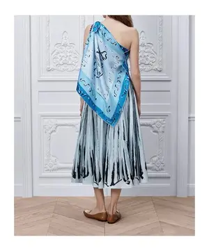 Dior Asymmetrical Draped Silk Top With Signature Buckle