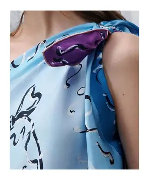 Dior Asymmetrical Draped Silk Top With Signature Buckle