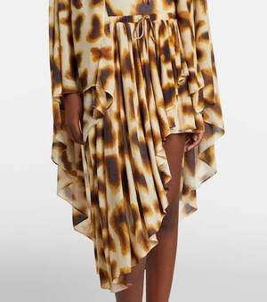 Christopher Esber Gyre Printed Asymmetric Caped Minidress