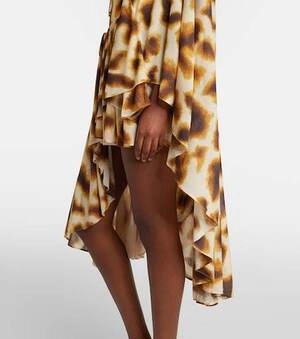 Christopher Esber Gyre Printed Asymmetric Caped Minidress