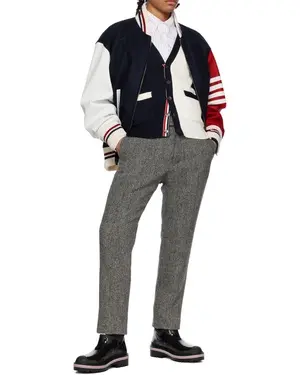 Thom Browne Stripe Trimmed Round-toe Ankle Boots