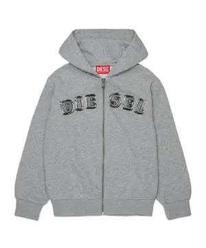 DIESEL® Logo-patch Zip-up Hoodie - Grey