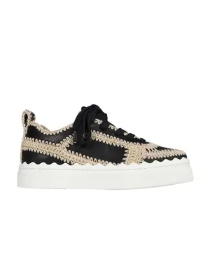 Chloé Crochet-trim Low-top Leather Sneakers - Black