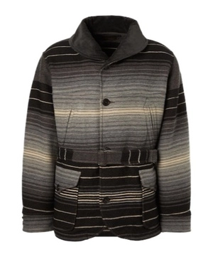 Ralph Lauren Striped Wool And Cotton Jacquard Coat - Black