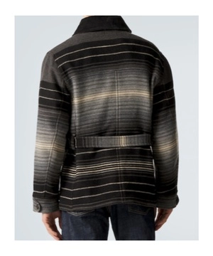 Ralph Lauren Striped Wool And Cotton Jacquard Coat