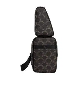 Celine Multipocket Bag In Triomphe Canvas And Calfskin - Black