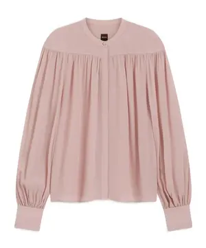 Hugo Boss Relaxed-fit Blouse In Crepe De Chine - Light Pink