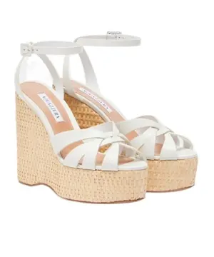 AQUAZZURA Strap Wedge Sandals - White